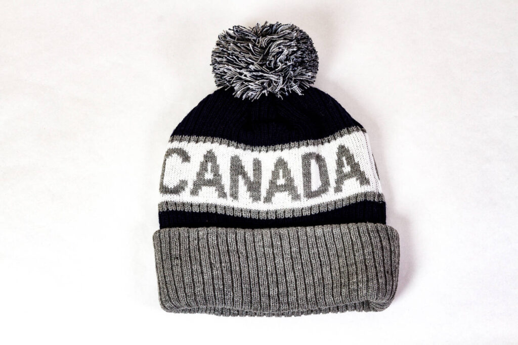 Canada Navy Blue Tuque w/ Grey accent & Pom Pom - Flag Matrix