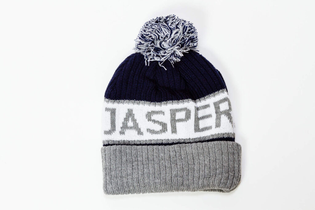Jasper Navy Blue Tuque w/ Grey accent & Pom Pom - Flag Matrix