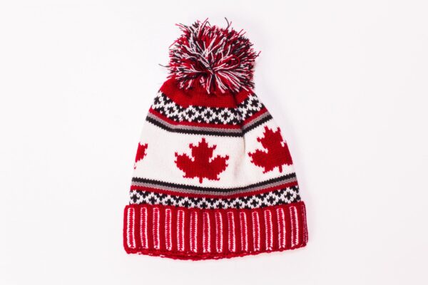 Canada Ribbed Maple Leaf Tuque w/ Pom Pom - Flag Matrix