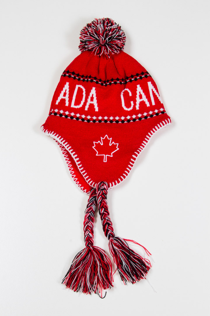Canada Red Tuque w/ tassels & Pom - Flag Matrix