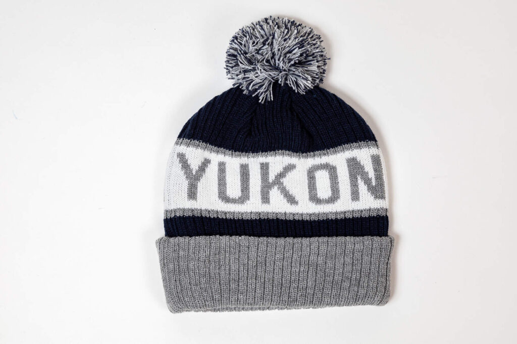 Yukon Navy Blue Tuque w/ Grey accent and Pom Pom - Flag Matrix