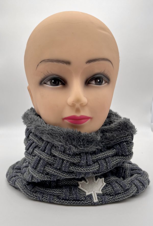 Canada cross-weave Neck Warmer w/ berber lining - Grey - Flag Matrix