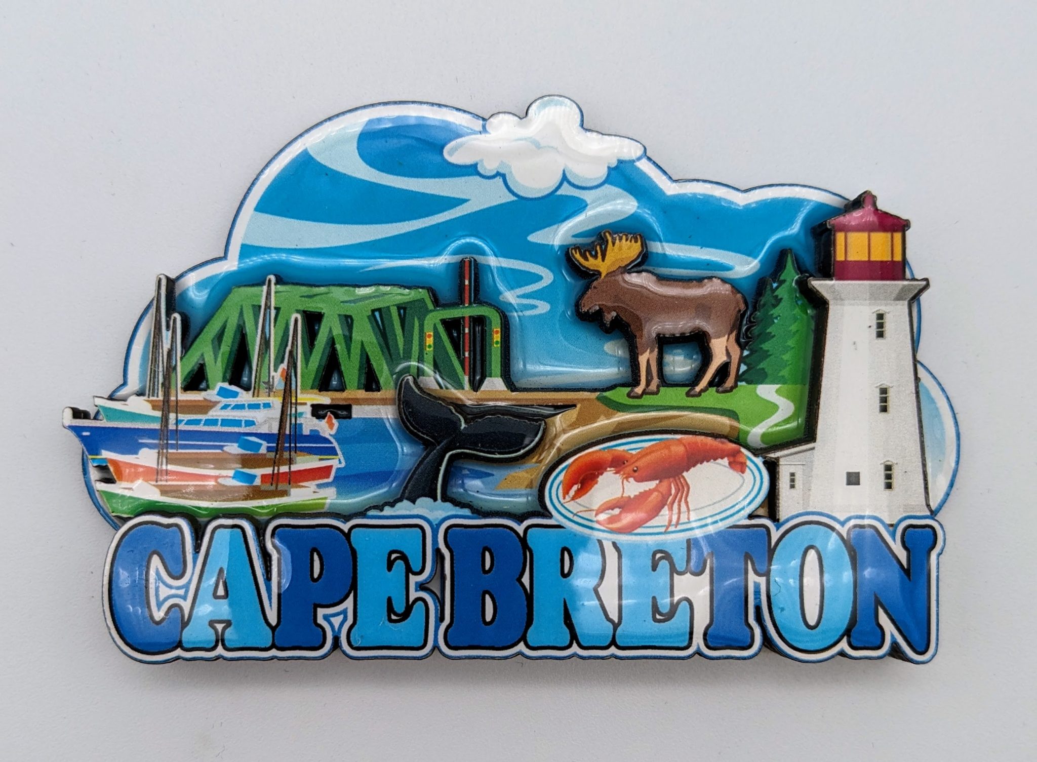 Cape Breton Island Magnet w/ Bridge & Lighthouse - Flag Matrix
