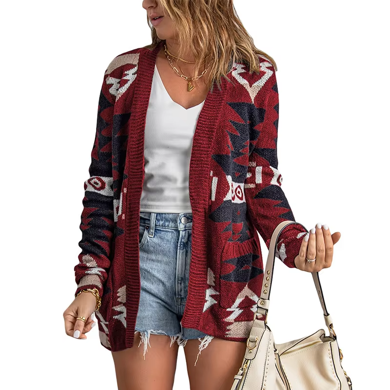 Aztec Pattern Knit Cardigan – Flag Matrix