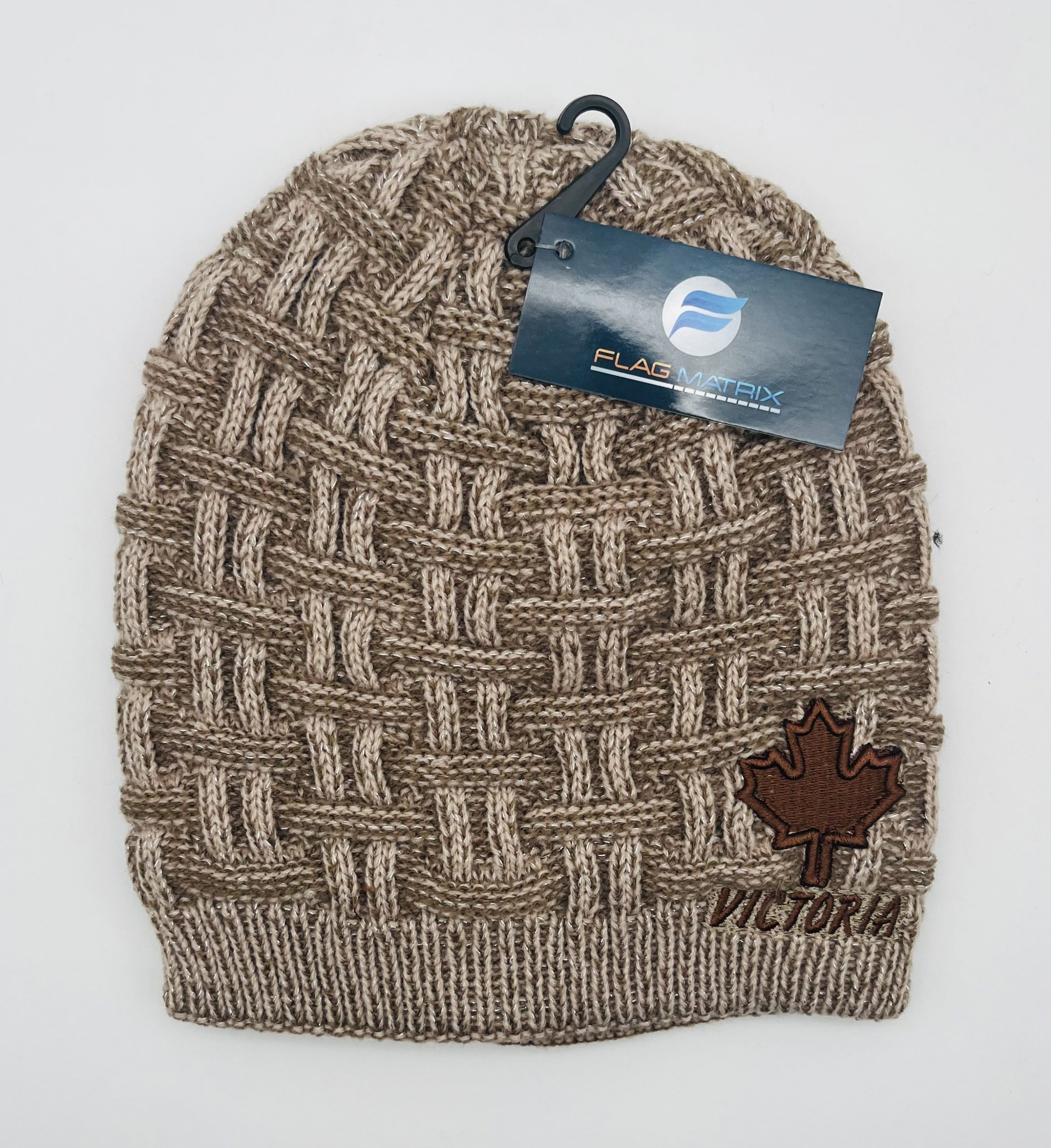 Victoria Gold cross-weave Tuque w/ berber lining - Flag Matrix